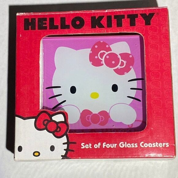 Sanrio | Accents | Vintage Sanrio Hello Kitty Glass Coastersset | Poshmark